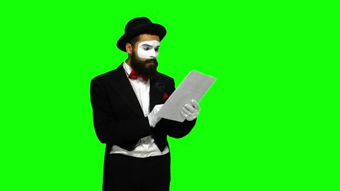 Unhappy Bearded Young Man Mime Reading Stock Footage Video (100% ...