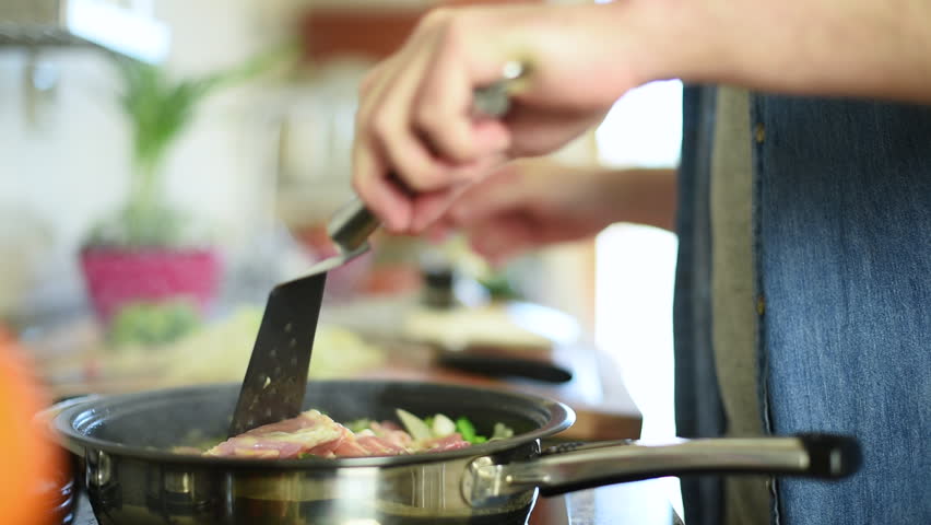 Professional Chef Cooks Flambe Style He Stock Footage Video (100% ...