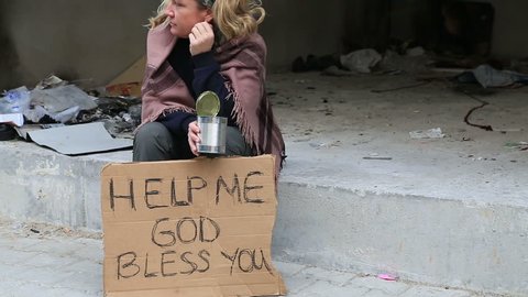 Homeless Sick Woman Begging Stock Footage Video (100% Royalty-free ...