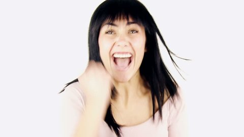 Young Woman Expression Joy Happiness Isolated Stock Footage Video (100% ...