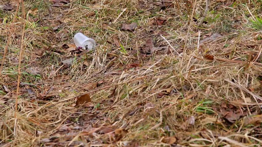 Garbage in Grass. Nature Pollution. Stock Footage Video (100% Royalty ...