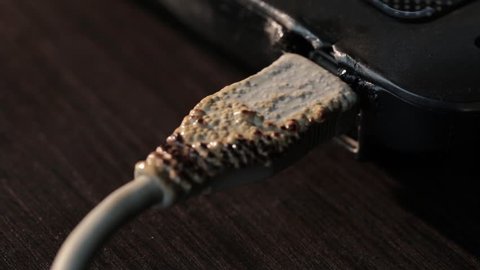 Computer Usb Connector Melted By High Stock Footage Video (100% Royalty ...