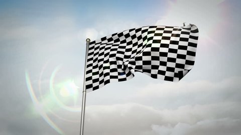 Digital Animation Checkered Flag Against Blue Stock Footage Video (100% ...