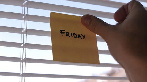 Yellow Postit Note Friday Gets Stuck Stock Footage Video (100% Royalty ...