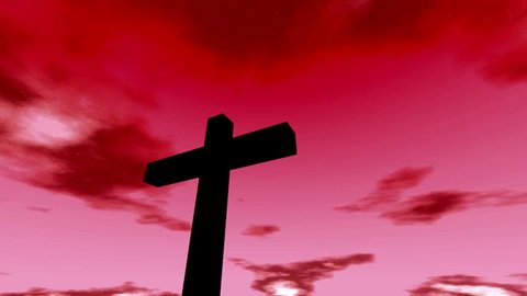 Cross Crucifix Time Lapse Clouds Red Stock Footage Video (100% Royalty ...