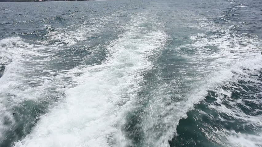 sea wake behind large cruise ship Stock Footage Video (100% Royalty ...