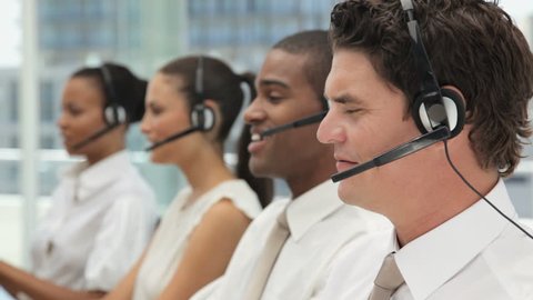 Closeup Happy African American Telephone Operator Stock Photo (Edit Now ...