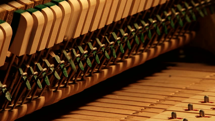Piano Mechanics Inside Hammers Strings Stock Footage Video (100% ...