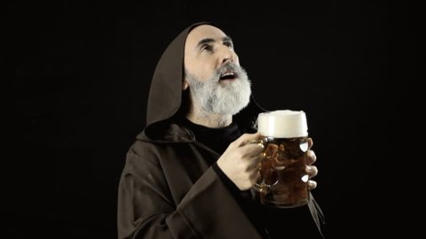 Bearded Friar Franciscan Religious Man Drinking Stock Footage Video ...
