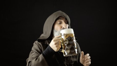 Bearded Friar Franciscan Religious Man Drinking Stock Footage Video ...
