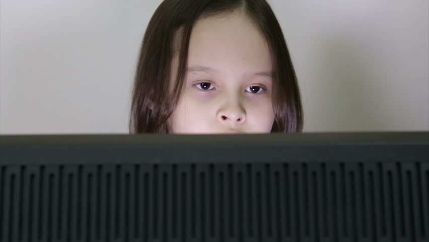 Young Girl Looking at Computer Stock Footage Video (100% Royalty-free ...