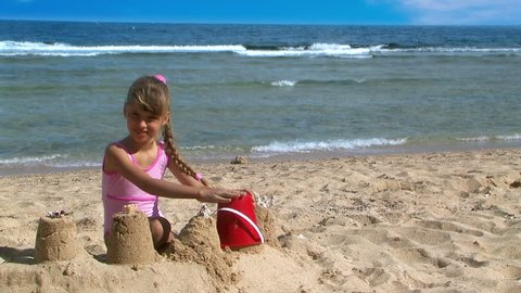 Girls Making Sandcastles On Beach Shooting Stock Footage Video (100% ...