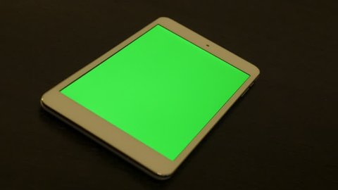 Silver Tabletpc Green Screen Display Slow Stock Footage Video (100% ...