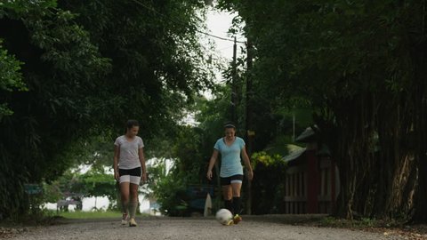 Wide Panning Shot Soccer Players Kicking Stock Footage Video (100% ...