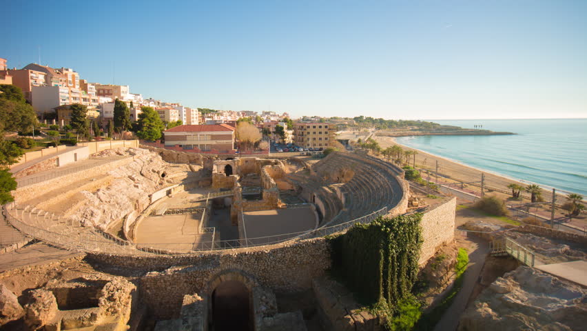 Morning Light Tarragona Amphitheatre Panorama : vidéo de stock (100 % ...