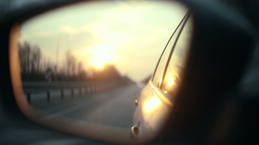 View Road Rearview Mirror Car Sunset Stock Footage Video (100% Royalty ...