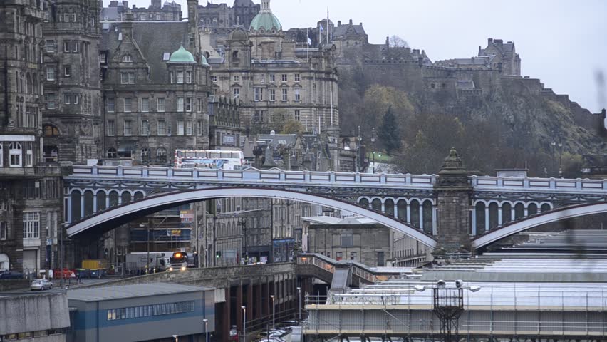 Edinburgh: North Bridge with Castle Stock Footage Video (100% Royalty ...