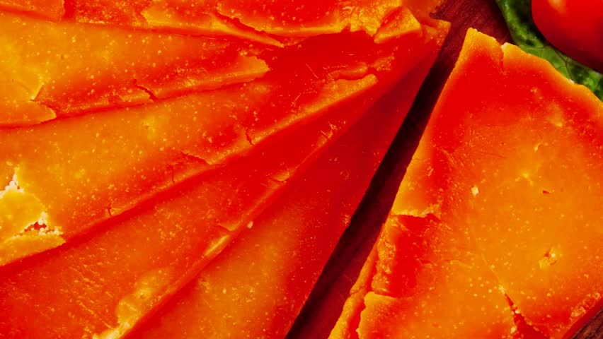 Orange Aged Delicious Cheddar Cheese Stock Footage Video (100% Royalty ...