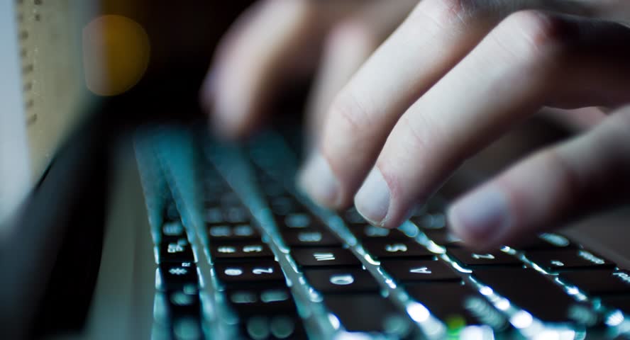 Fingers Taping Keyboard Screen Night Stock Footage Video (100% Royalty ...