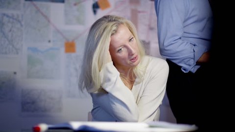 4k Tough Police Detective Interrogating Female Stock Footage Video 100