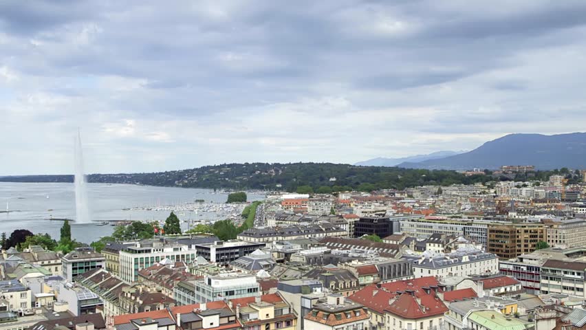 Rooftops in Geneva overlooking the Lake image - Free stock photo ...