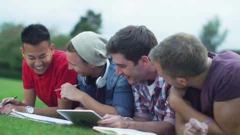 4k Cheerful Male Student Group Working Stock Footage Video (100% ...