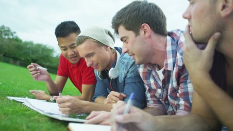 4k Cheerful Male Student Group Working Stock Footage Video (100% ...