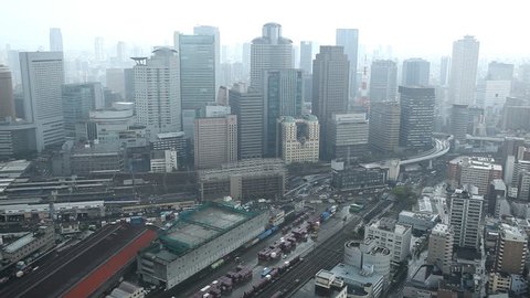 Air Pollution Japanese City Osaka Skyline Stock Footage Video (100% ...