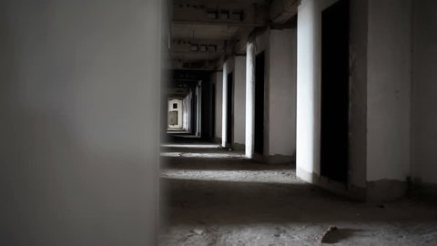 Horror Movie Scene Hallway Abandoned Building Stock Footage Video (100% ...