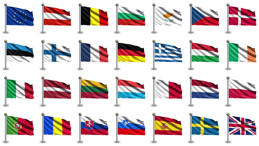 european union 27 states flags - Stock Footage Video (100% Royalty-free ...