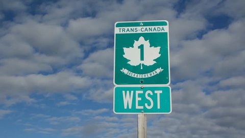 Trans Canada Highway 1 Sign Saskatchewan Stock Footage Video (100% ...