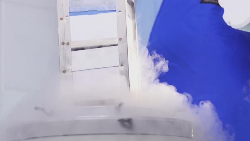 liquid nitrogen bank containing suspension stem Stock Footage Video ...