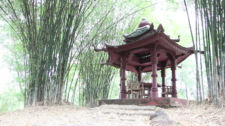 traditional chinese hut among bamboo garden Stock Footage Video (100% ...