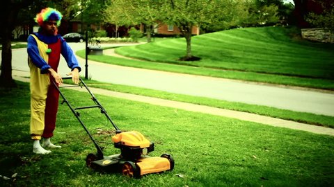 Clown Using Lawn Mower Creepy Clip Stock Footage Video (100% Royalty ...