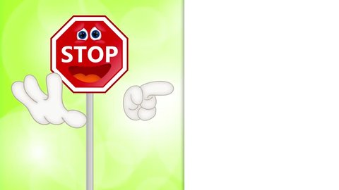 Funny Stop Sign Traffic Attention Cartoon Stock Footage Video (100% ...