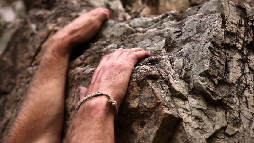 Rock Climber Reaching Grabing Edge Working Stock Footage Video (100% ...