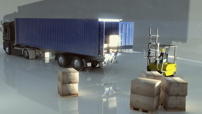 lorry truck being unloaded by fork Stock Footage Video (100% Royalty ...