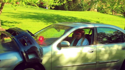 Cheesy Funny Time Machine Concept Man Stock Footage Video (100% Royalty ...