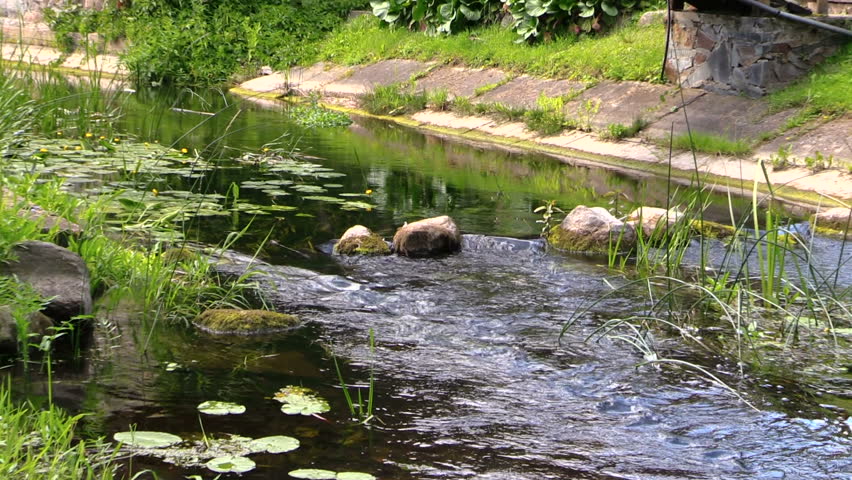 closeup river water stream flow between Stock Footage Video (100% ...