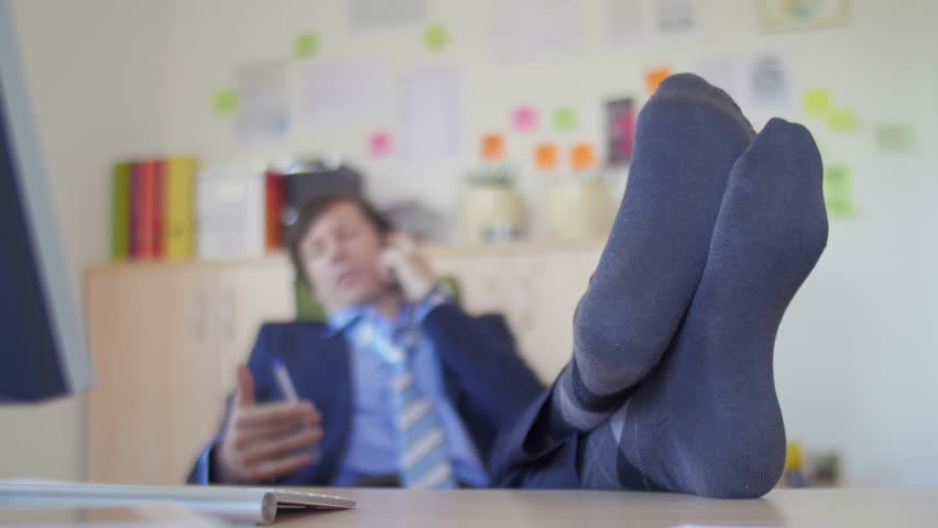 Business Man Talking Over Phone Feet Stock Footage Video (100% Royalty ...