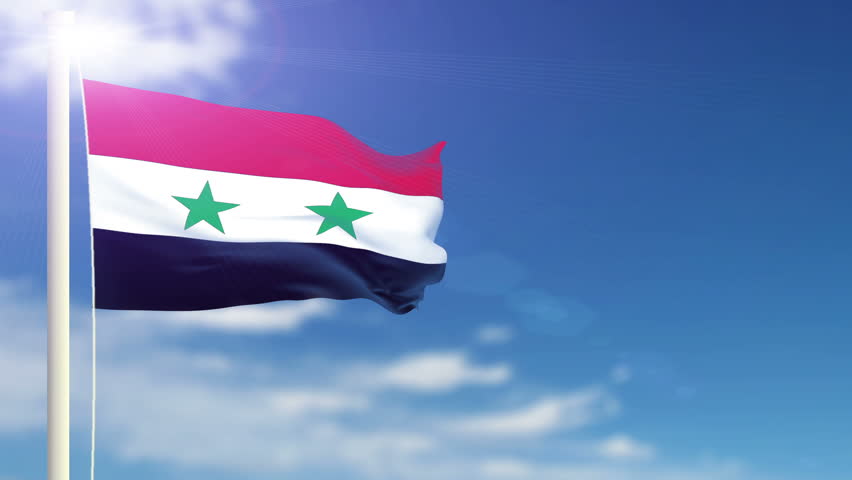 Syria Flag Waving. Sky Background. Stock Footage Video (100% Royalty ...