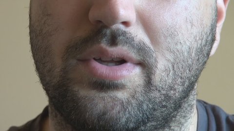 Closeup On White Man Mouth Talking Stock Footage Video (100% Royalty ...