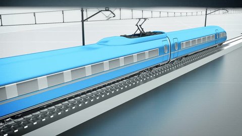 Blue High Speed Passenger Train Back Stock Footage Video (100% Royalty ...