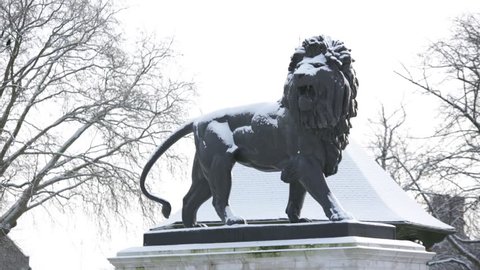 Lion Snow Statue Forbury Gardens Reading Stock Footage Video (100% ...