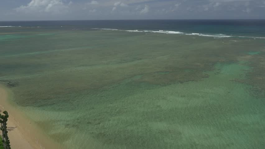aerial anini beach coral reef kauai Stock Footage Video (100% Royalty ...