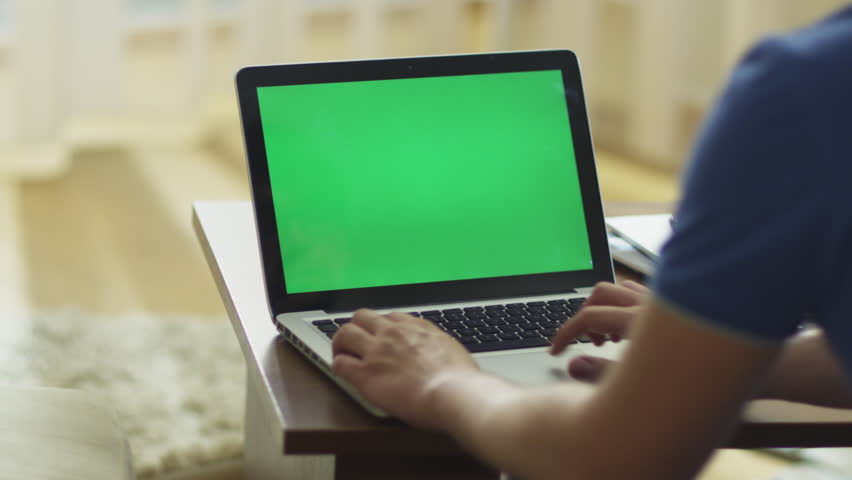 Man Using Laptop with Green Stock Footage Video (100% Royalty-free ...