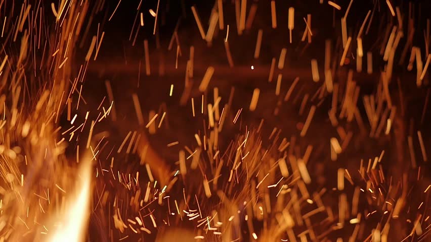 Blazing Fire Flames Sparkles Sparks Stock Footage Video (100% Royalty ...