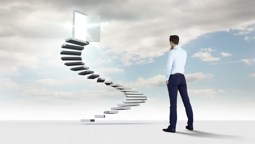 Digital Animation Businessman Looking Steps Opening Stock Footage Video ...